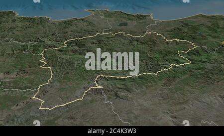 Zoom in on Guelma (province of Algeria) extruded. Oblique perspective ...