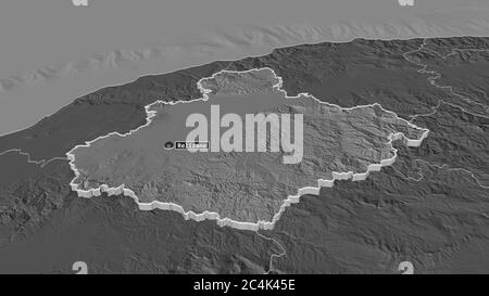 Relizane, province of Algeria. Bilevel elevation map with lakes and ...