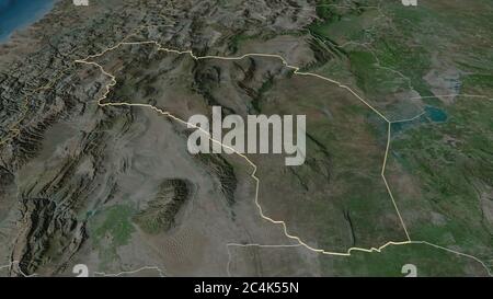 Zoom in on La Rioja (province of Argentina) outlined. Oblique ...