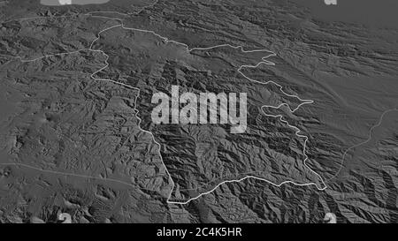 Zoom in on Syunik (province of Armenia) outlined. Oblique perspective ...