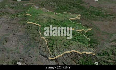 Zoom in on Syunik (province of Armenia) extruded. Oblique perspective ...