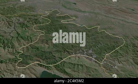 Zoom in on Tavush (province of Armenia) outlined. Oblique perspective ...
