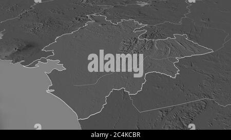 Littoral, region of Cameroon. Bilevel elevation map with lakes and ...
