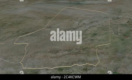 Zoom in on Barh el Ghazel (region of Chad) outlined. Oblique ...