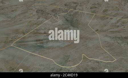 Zoom in on Borkou (region of Chad) outlined. Oblique perspective ...
