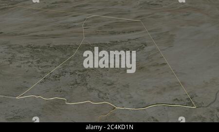 Zoom in on Ennedi Est (region of Chad) outlined. Oblique perspective ...