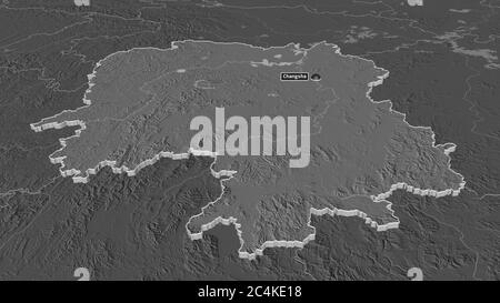 Hunan, province of China. Bilevel elevation map with lakes and rivers ...