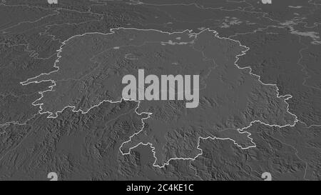 Hunan, province of China. Bilevel elevation map with lakes and rivers ...