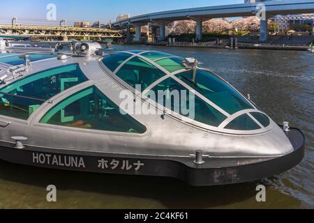 Sightseeing ship "Himiko" of Tokyo Cruise Line at Sumida River at ...