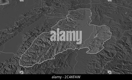 Tolima, department of Colombia. Bilevel elevation map with lakes and ...