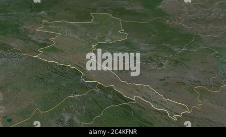 Zoom in on Niari (region of Republic of Congo) extruded. Oblique ...
