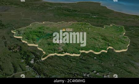 Zoom in on Sánchez Ramírez (province of Dominican Republic) extruded ...