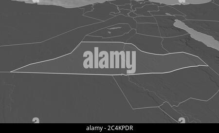 Al Minya, governorate of Egypt. Bilevel elevation map with lakes and ...