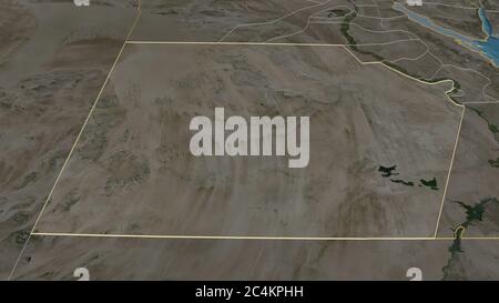 Zoom in on Al Wadi al Jadid (governorate of Egypt) outlined. Oblique ...