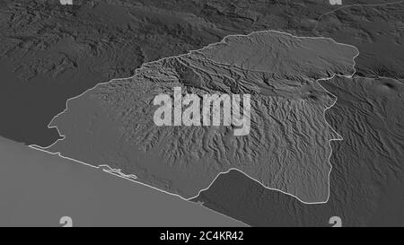 Ahuachapan, department of El Salvador. Bilevel elevation map with lakes ...
