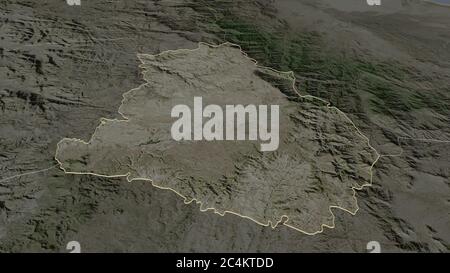 Zoom in on Maekel (region of Eritrea) outlined. Oblique perspective ...