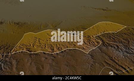 Zoom in on Dire Dawa (city of Ethiopia) extruded. Oblique perspective ...