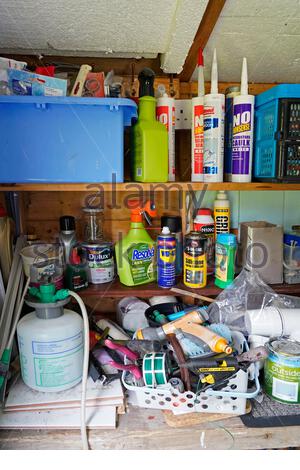 Inside a garden tool shed Stock Photo - Alamy