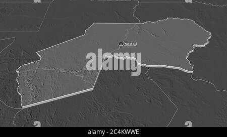Ogooue-Ivindo, province of Gabon. Bilevel elevation map with lakes and ...