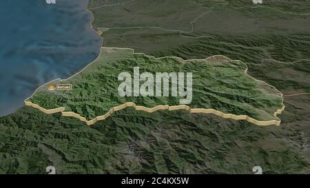 Zoom in on Ajaria (autonomous republic of Georgia) outlined. Oblique ...