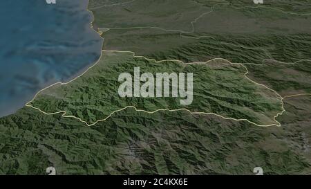 Zoom in on Ajaria (autonomous republic of Georgia) outlined. Oblique ...