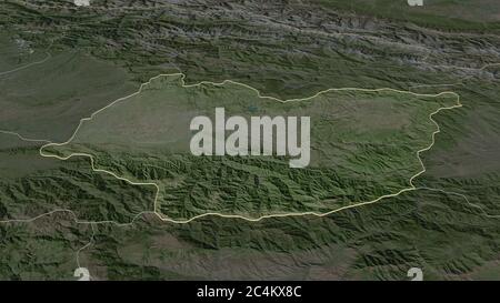 Zoom in on Imereti (region of Georgia) outlined. Oblique perspective ...