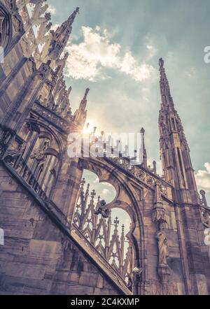 Milan Cathedral closeup with beautiful pattern and sculpture in Italy ...