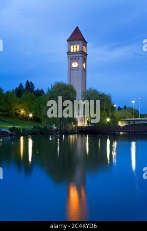 Clock Tower and Riverfront Park at Spokane, Washington State, USA Stock ...