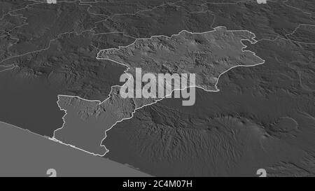 Jutiapa, department of Guatemala. Bilevel elevation map with lakes and rivers. Locations of ...
