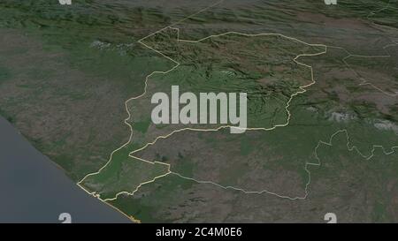 Zoom in on San Marcos (department of Guatemala) outlined. Oblique ...