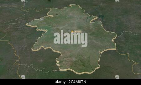 Zoom in on Kankan (region of Guinea) extruded. Oblique perspective ...
