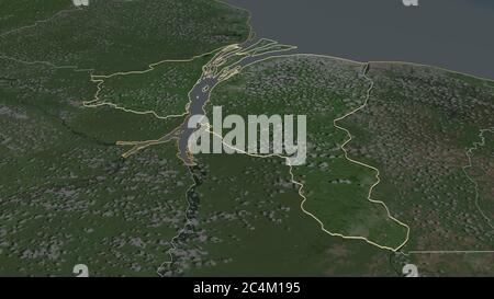Zoom in on Essequibo Islands-West Demerara (region of Guyana) outlined ...