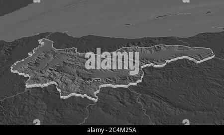 Yoro, department of Honduras. Bilevel elevation map with lakes and ...