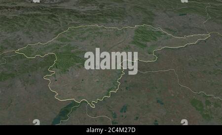 Zoom in on Borsod-Abaúj-Zemplén (county of Hungary) extruded. Oblique ...