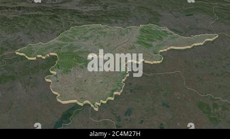Zoom in on Borsod-Abaúj-Zemplén (county of Hungary) extruded. Oblique ...