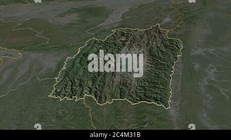Zoom in on Manipur (state of India) outlined. Oblique perspective ...