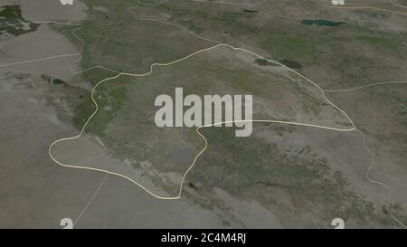 Zoom in on Al-Qadisiyah (province of Iraq) outlined. Oblique ...