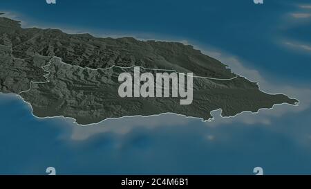 Saint Thomas, parish of Jamaica. Colored elevation map with lakes and ...