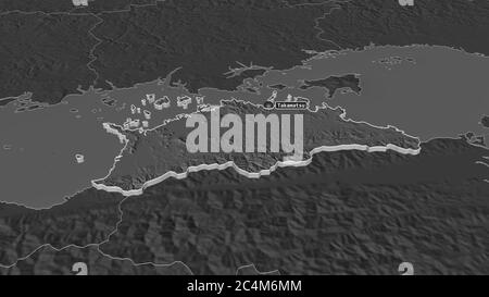 Kagawa, prefecture of Japan. Bilevel elevation map with lakes and ...