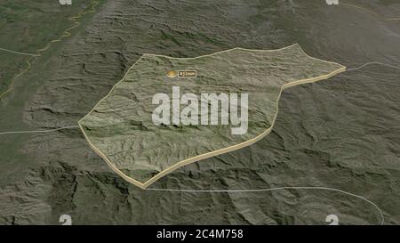 Zoom in on Ajlun (province of Jordan) extruded. Oblique perspective ...