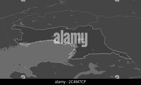 Atyrau, region of Kazakhstan. Bilevel elevation map with lakes and ...