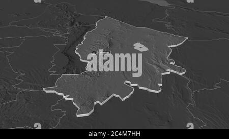 Zoom in on Baringo (county of Kenya) outlined. Oblique perspective ...