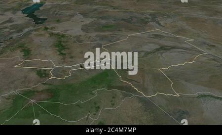 Zoom in on Isiolo (county of Kenya) extruded. Oblique perspective ...
