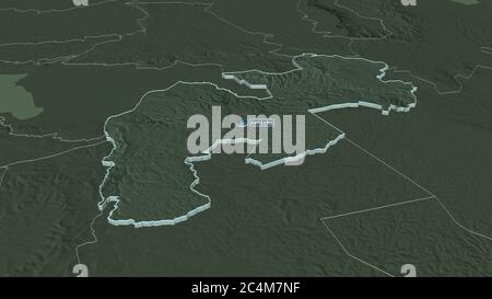 Zoom in on Kericho (county of Kenya) extruded. Oblique perspective ...