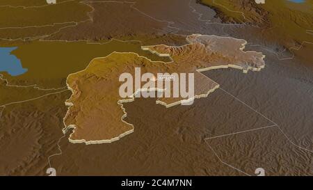 Zoom in on Kericho (county of Kenya) extruded. Oblique perspective ...