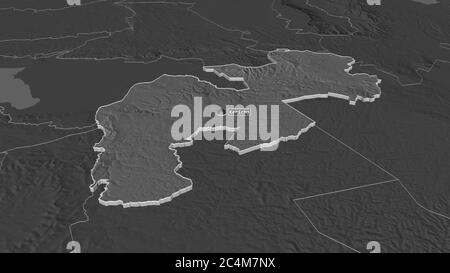 Zoom in on Kericho (county of Kenya) extruded. Oblique perspective ...