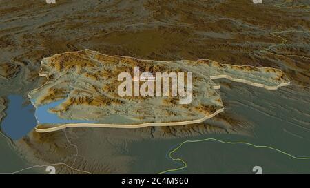 Zoom in on Xaisômboun (special region of Laos) outlined. Oblique ...