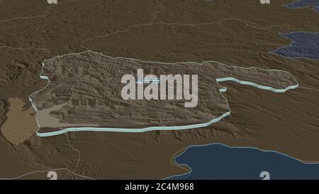 Zoom in on Xaisômboun (special region of Laos) outlined. Oblique ...