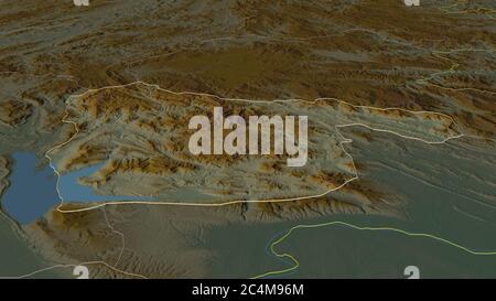 Zoom in on Xaisômboun (special region of Laos) outlined. Oblique ...