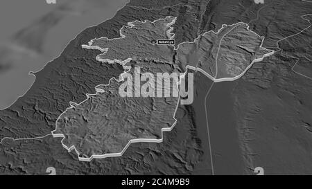 Nabatiyeh, governorate of Lebanon. Bilevel elevation map with lakes and ...
